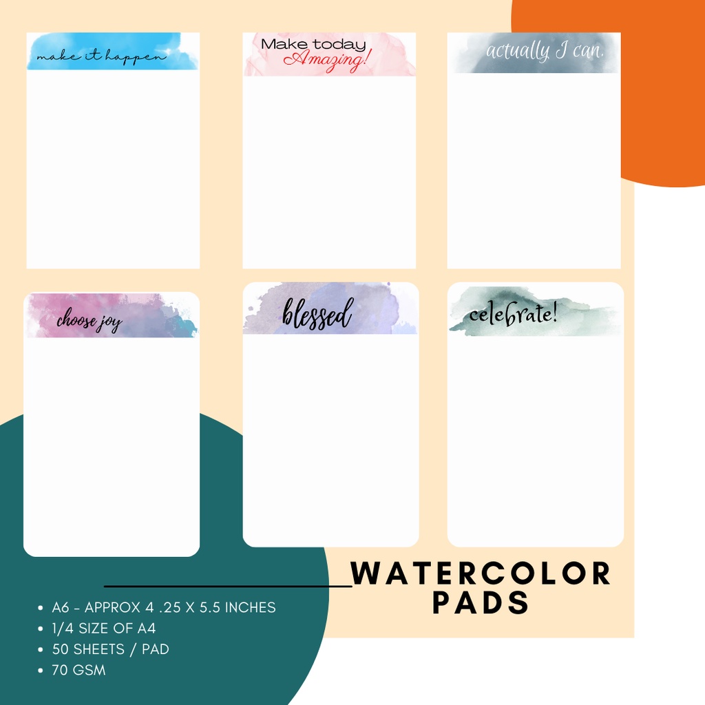 Watercolor Notepads Planner Notepad / Memo Pad (Non-Sticky-Tearable) A4 ...