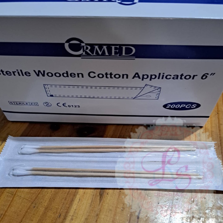 1box sterile wooden Cotton Tipped Applicator 6" ORMED 200pcs | Shopee ...