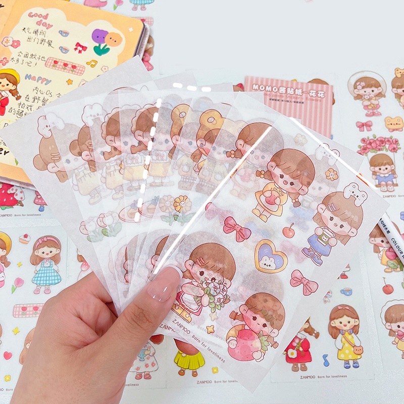 14 Sheets Cartoon Mixed Pattern Stickers, Washi Paper, Tearable, Diary ...