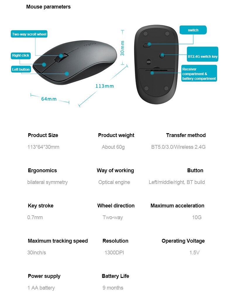 [NEW MODEL] RAPOO 9350M Wireless Keyboaard and Mouse Set Rechargeable ...