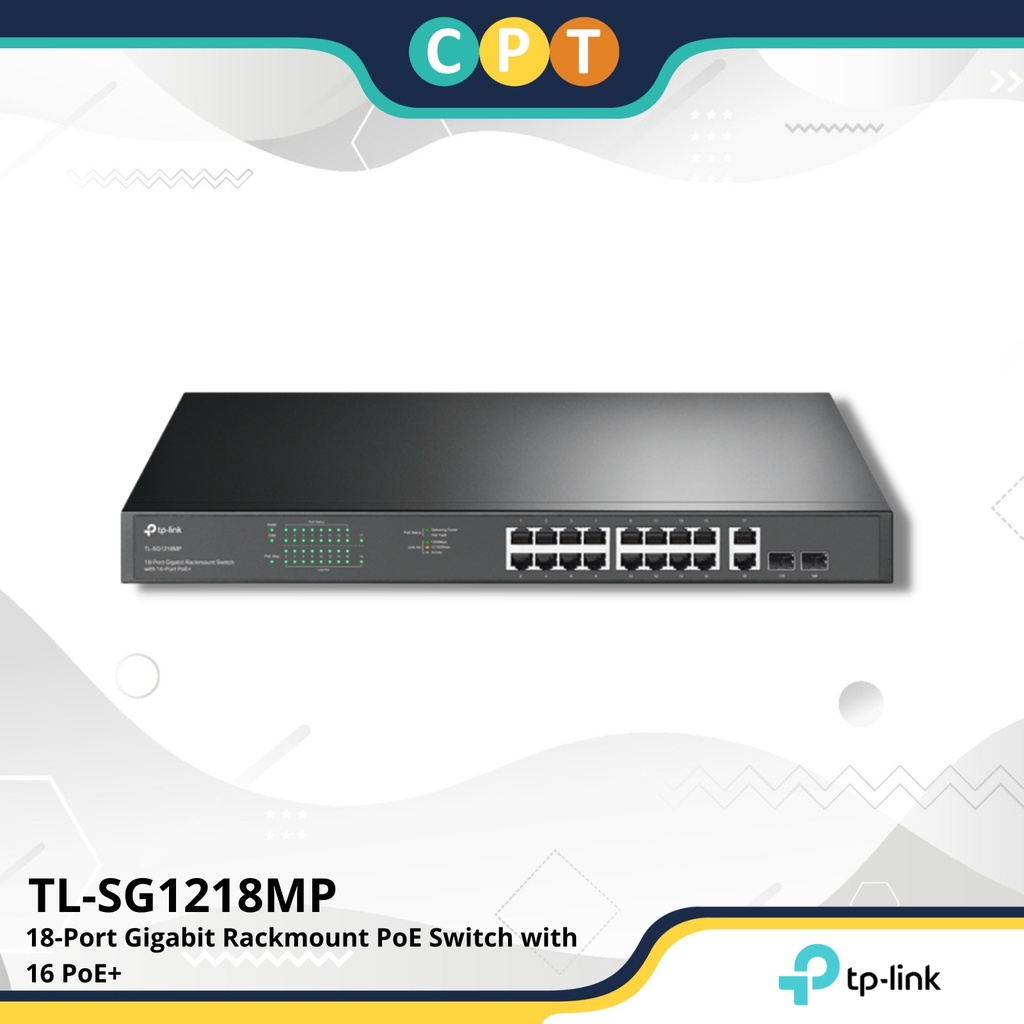 TP-Link TL-SG1218MP 18-Port Gigabit Rackmount PoE Switch with 16 PoE+ ...