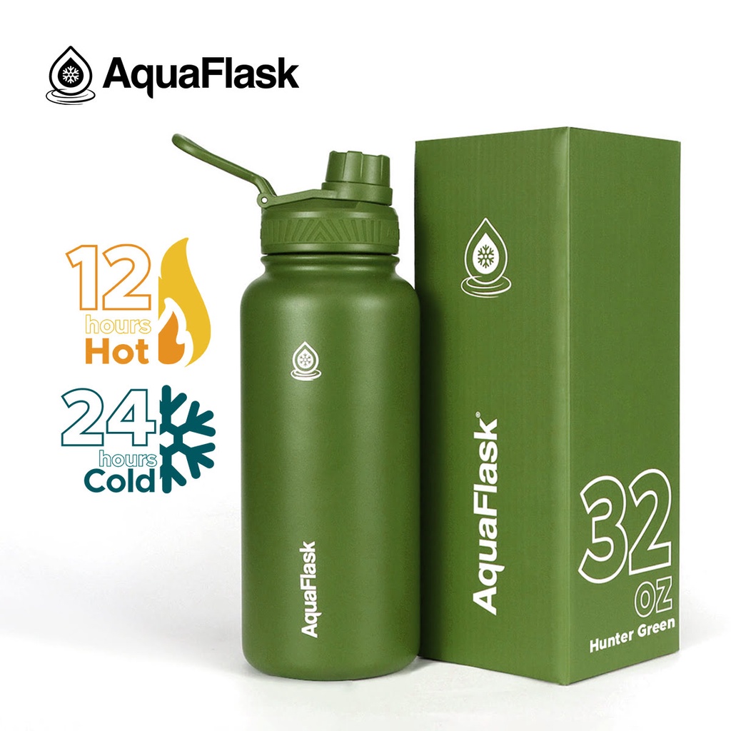 Aquaflask 32oz Wide Mouth with Cap Lid Vacuum Insulated Drinking Water ...
