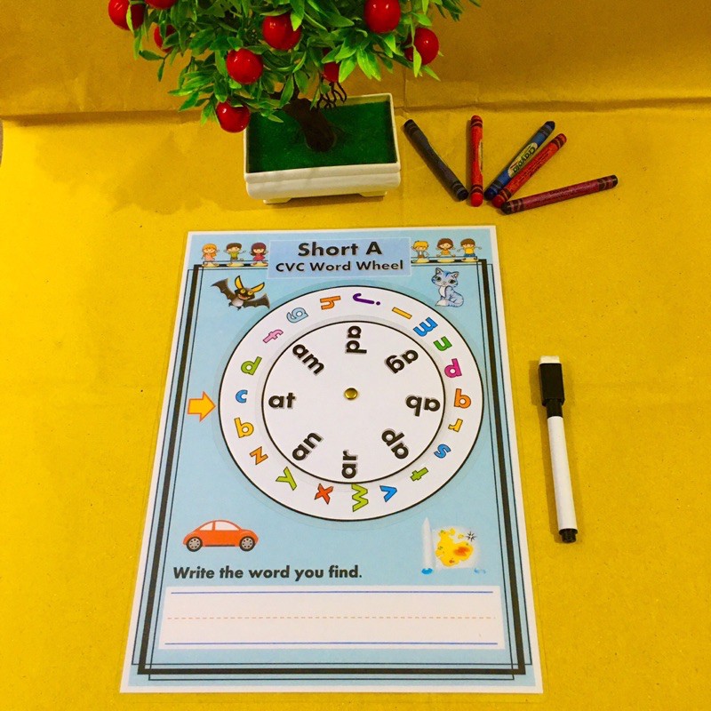 Short "A" CVC Word Wheel with FREE Dry erase Marker | Shopee Philippines