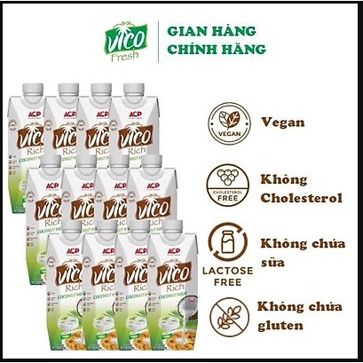 12 Boxes of 16-19% fat coconut milk VICO RICH 330ML | Shopee Philippines