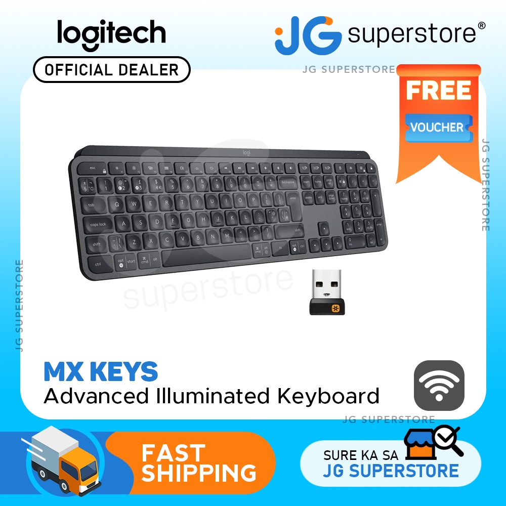 Logitech MX Keys Advanced Wireless Illuminated Backlit Keyboard USB-C ...