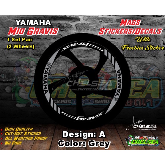 Yamaha Mio Gravis MAGS/RIM Decals/Sticker with freebies | Shopee ...