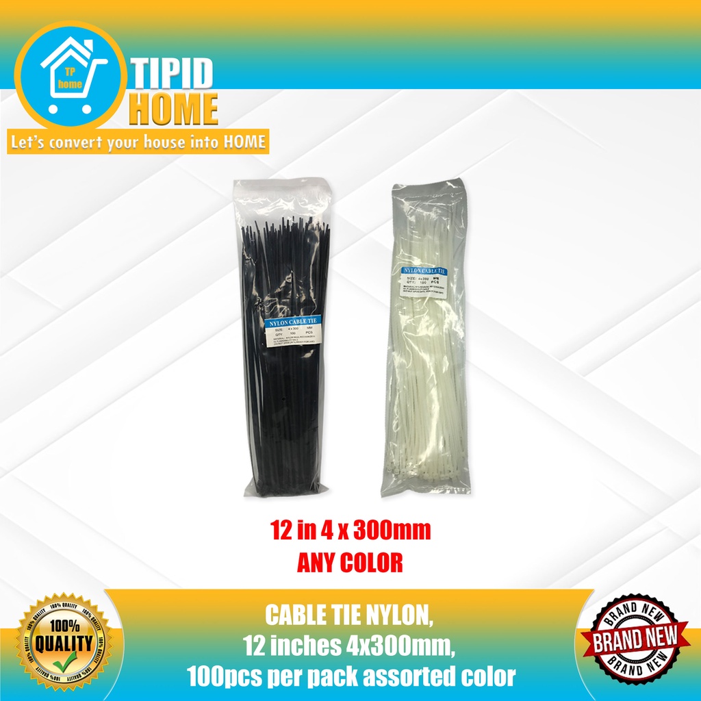 CABLE TIE NYLON, 12 inches 4x300mm, 100pcs per pack | Shopee Philippines