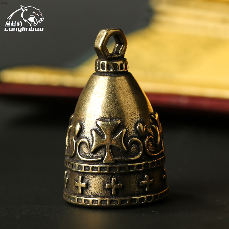 Vintage brass copper car key chain to hang a bell bell DIY accessories ...
