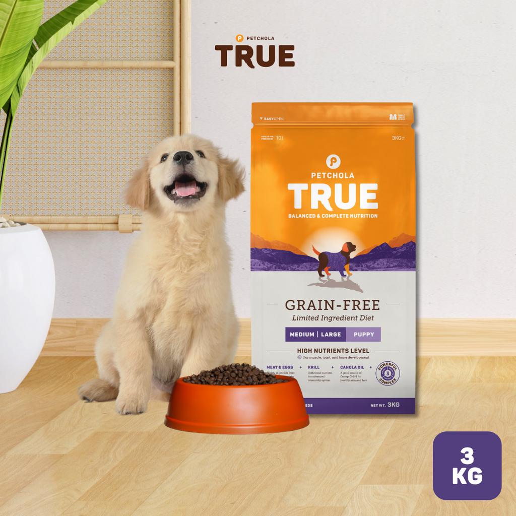 Petchola True Grain-Free Dry Dog Food (Medium to Large Puppy Dogs, 3kg ...
