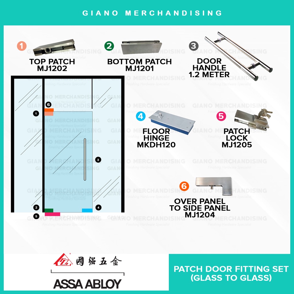 Patch Door Glass Fitting Sets (Top and Bottom) | Shopee Philippines
