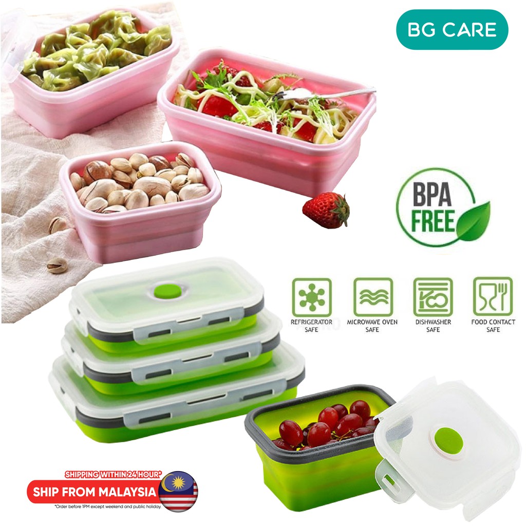 Silicone Collapsible Foldable Tupperware Container Food Grade Storage ...