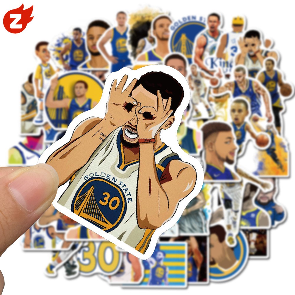 Stephen Curry ~50Pcs/set NBA Basketball Star PVC Waterproof Cartoon ...