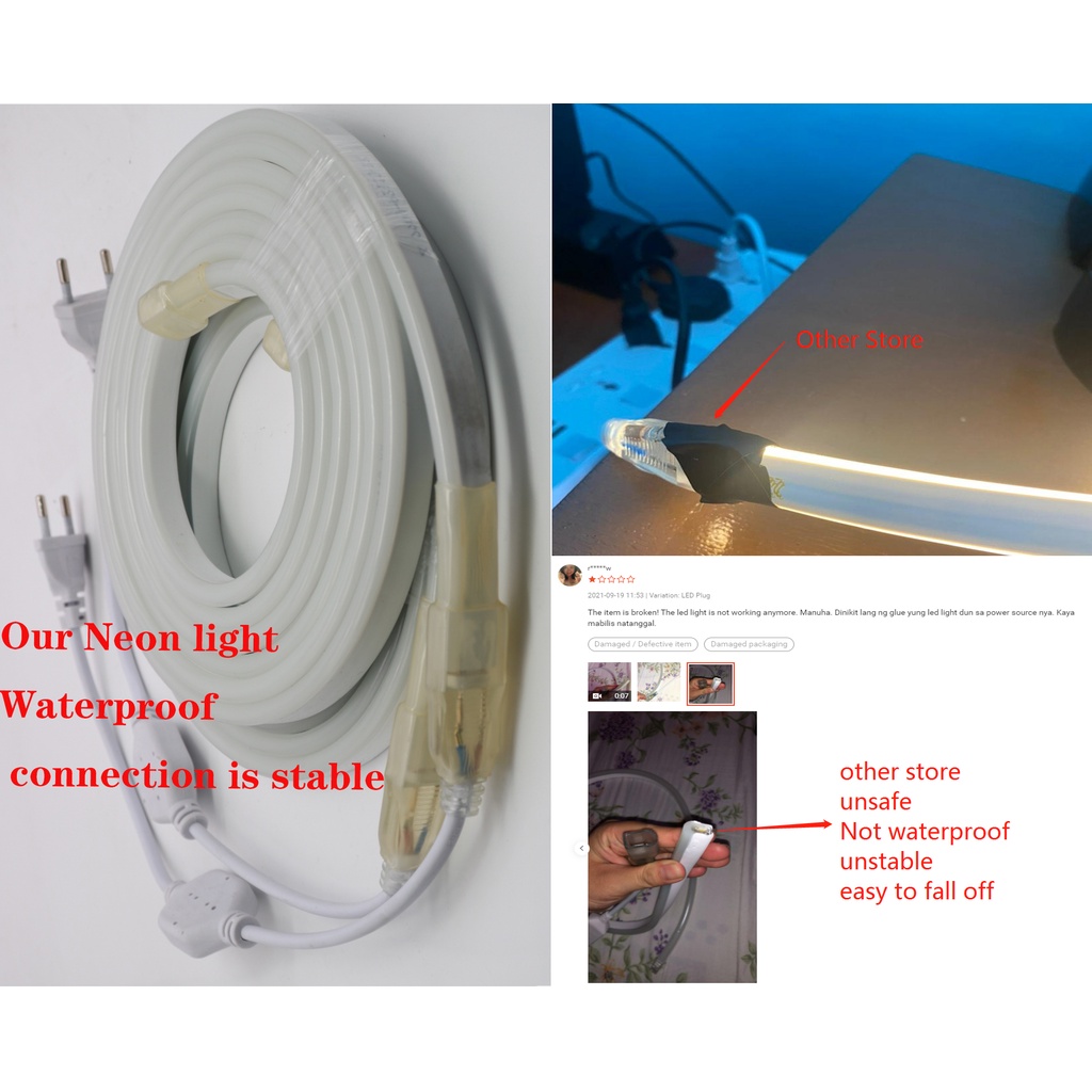 Led Strip Light (With Free EU plug) 220V AC Waterproof Narrow Neon ...