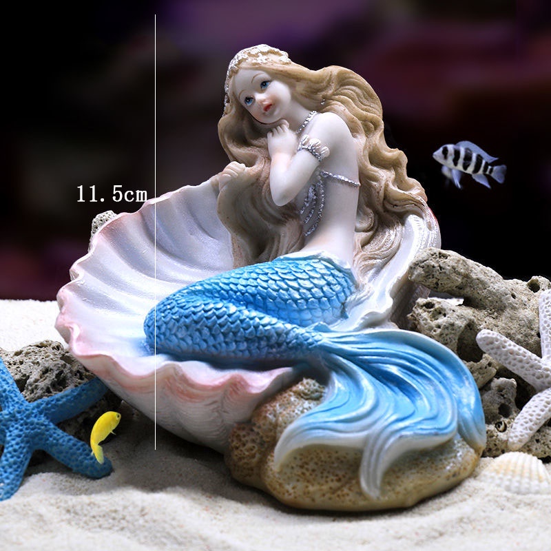 Artificial Mermaid Statues Fish Tank Decorations Sculptures Decor ...