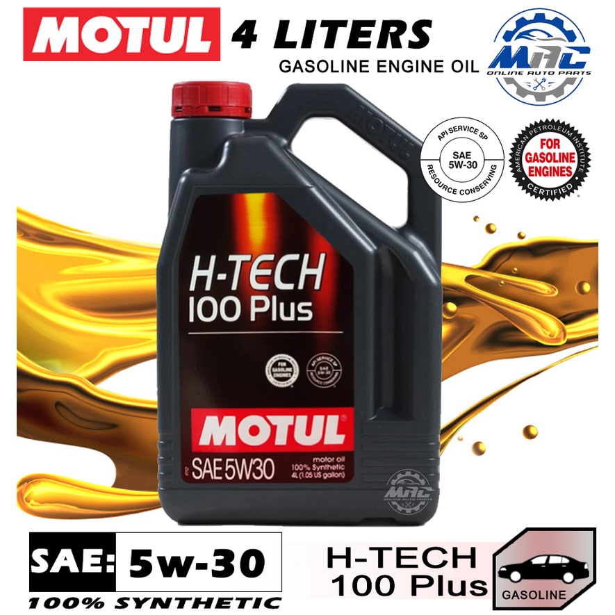 Motul H-Tech 100 Plus 5w30 100% Synthetic 4 Liters Gasoline Engine Oil ...