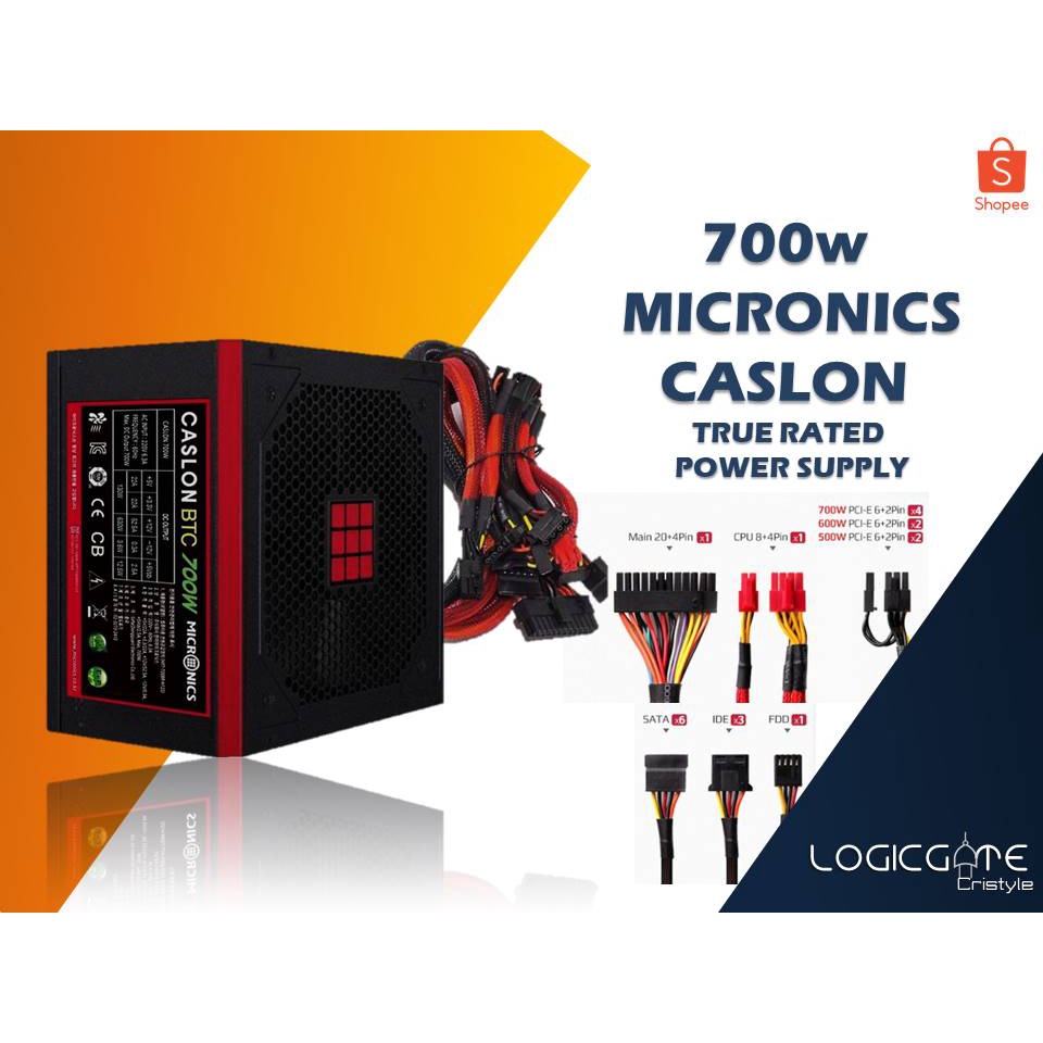 Micronics Caslon BTC 700w Truerated Power Supply PSU Heavy Duty ...