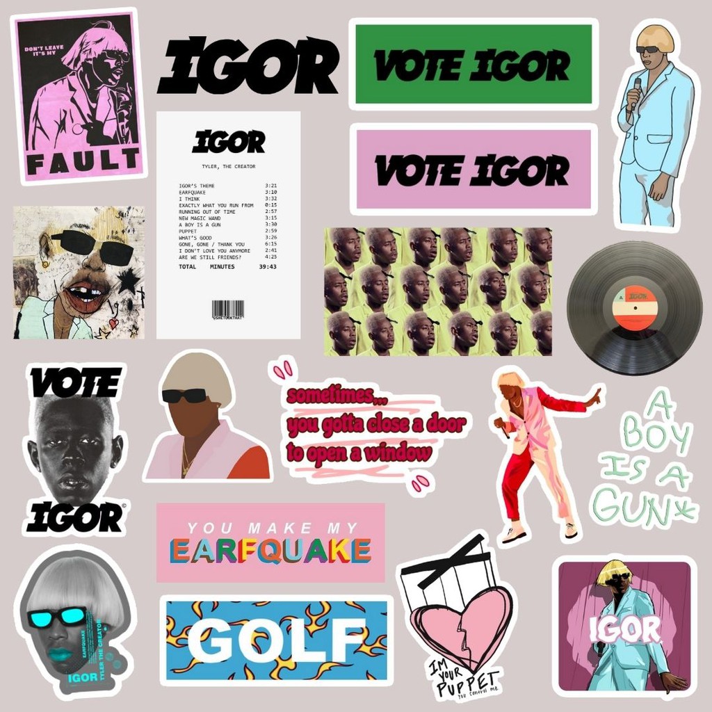 20 pcs IGOR ALBUM VINYL STICKER SET by Tyler, the Creator | Shopee ...