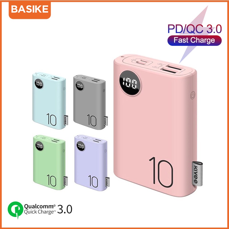 BASIKE Mini Power Bank Dual USB LED 10000 mAh Cell Phone Powerbank Portable Charger Fast ...