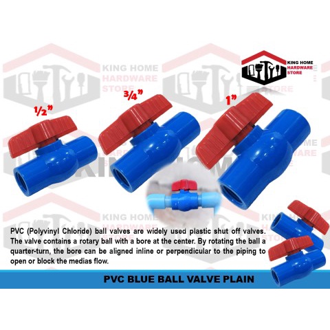 PVC BLUE BALL VALVE PLAIN 1/2", 3/4", & 1" SOLD PER PIECE | Shopee ...