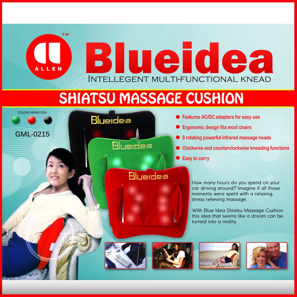 Blue Idea Shiatsu Infrared Massage Cushion Shopee Philippines
