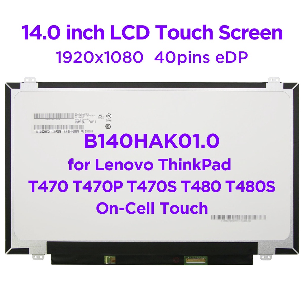 14.0 Laptop LCD Touch Screen B140HAK01.0 Fit NV140FHM-T00 R140NWF5 R1 ...