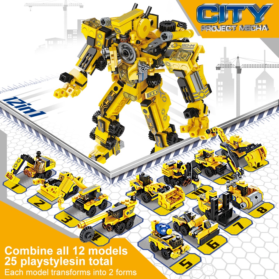 12 in 1 Engineering Series Transforming Robot Transformers Engineer ...