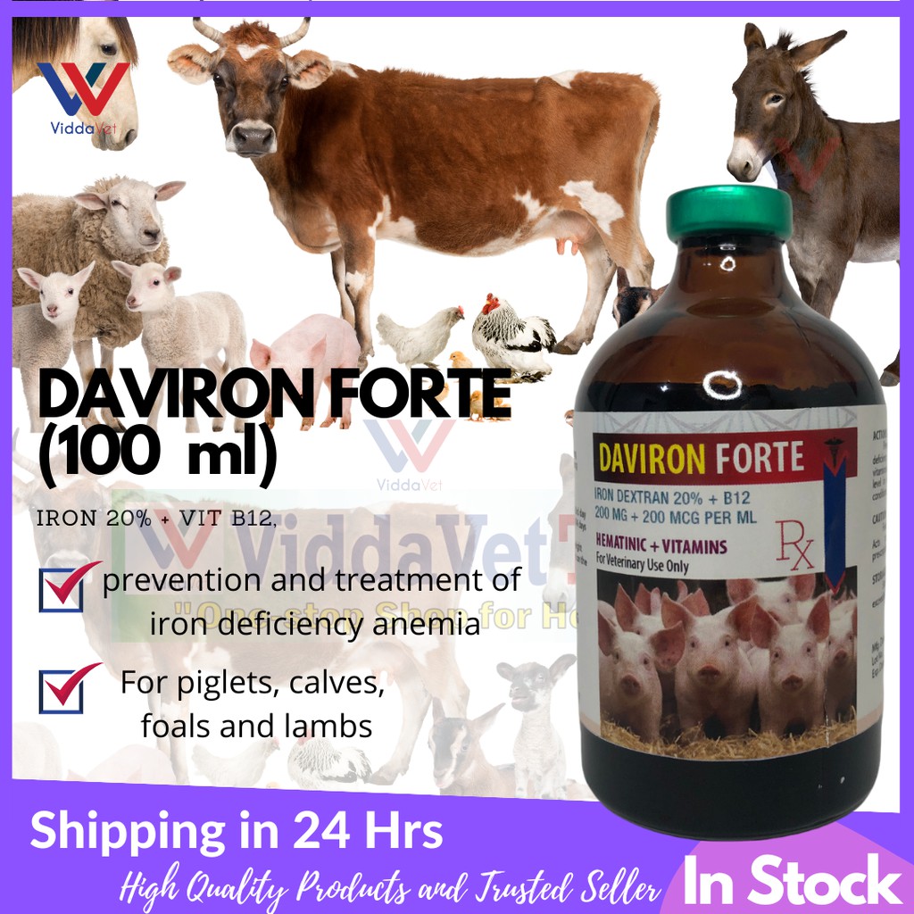 Daviron Forte inj. Iron Dextran 20% + Vitamin B12 I.njectable 100 ml ...