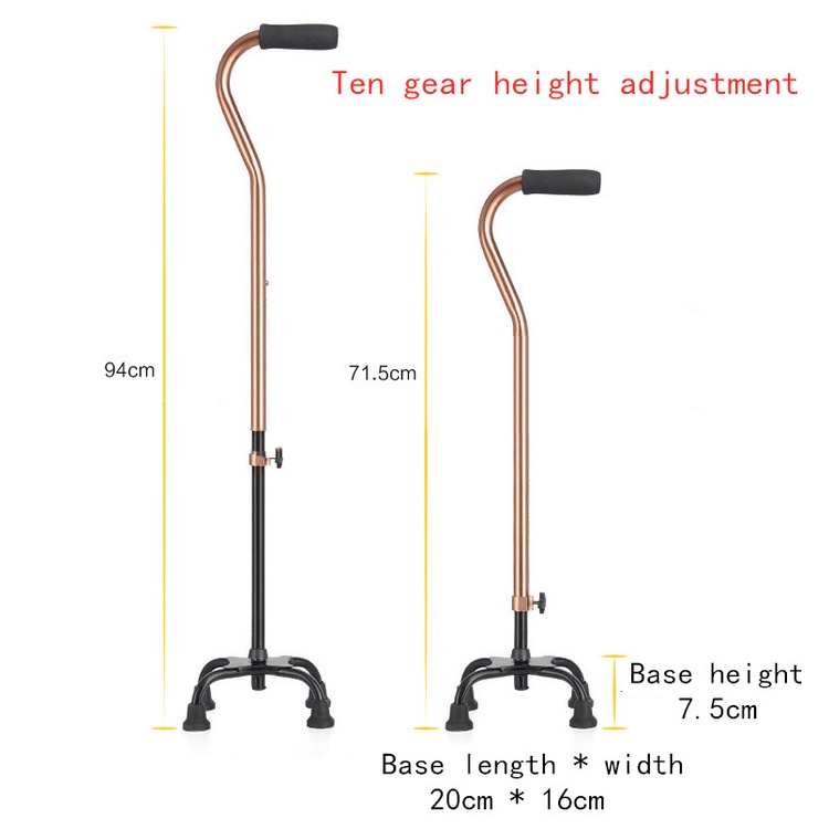 Adjustable Lightweight Crutch Quadripod Cane Medical Walking Stick 4 ...