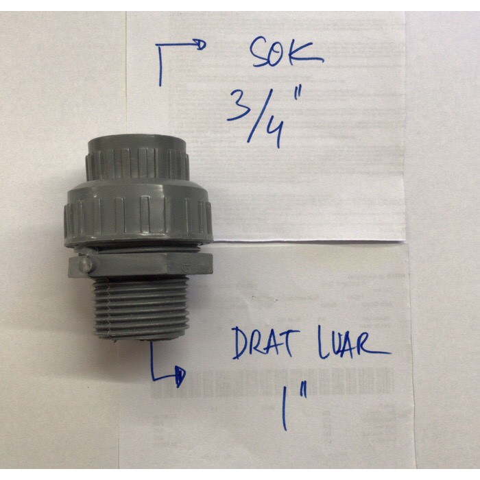 Water nut mor union Pump 3/4 x 1 inch dim Converter pipe input output ...