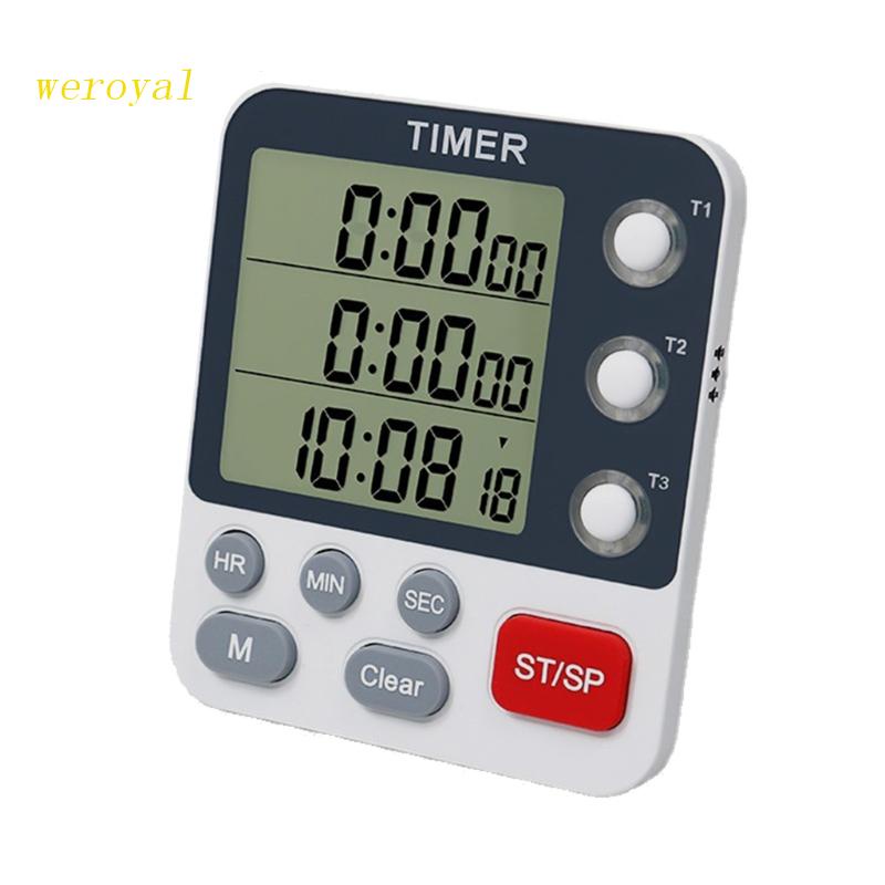 weroyal Digital Kitchen Timer with Memory Function 3 Channels Count UP/Down Timer 3 Levels ...