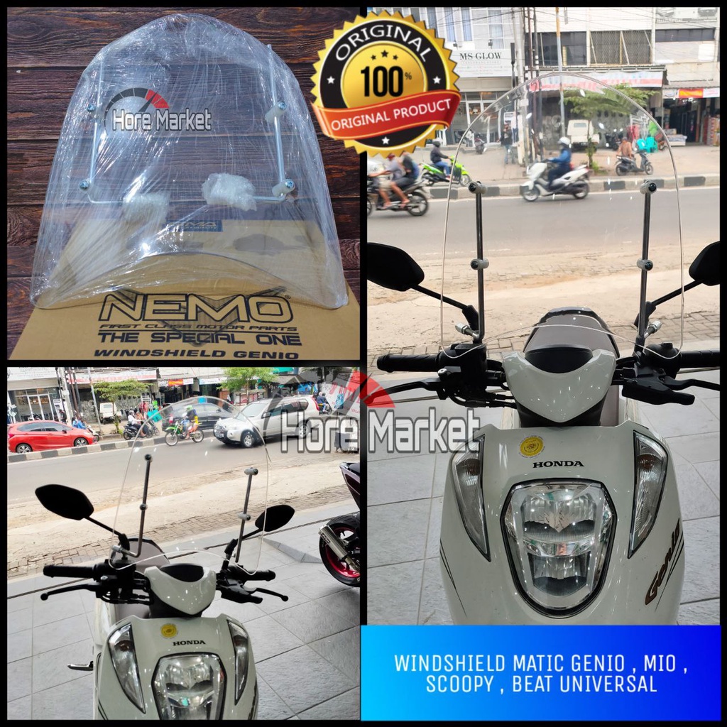Windshield GENIO NEMO UNIVERSAL VISOR MATIC MIO BEAT Mirrorless FINO ...