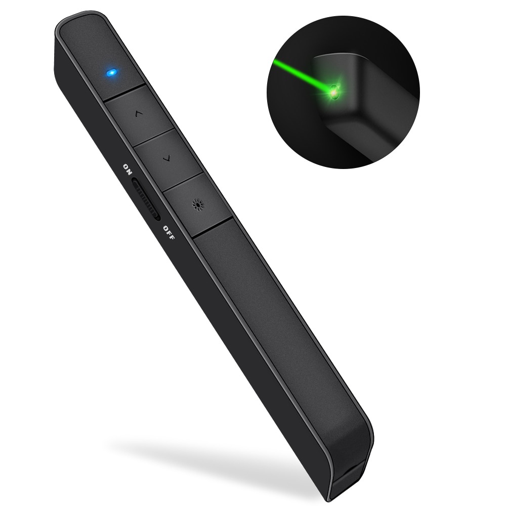 RF 2.4GHz USB Rechargeable Wireless Presenter Remote Control Green ...