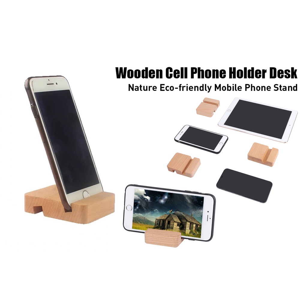 Dual Slot Wooden Bamboo Gadget Stand, Bamboo Mobile & Tablet Stand MH ...