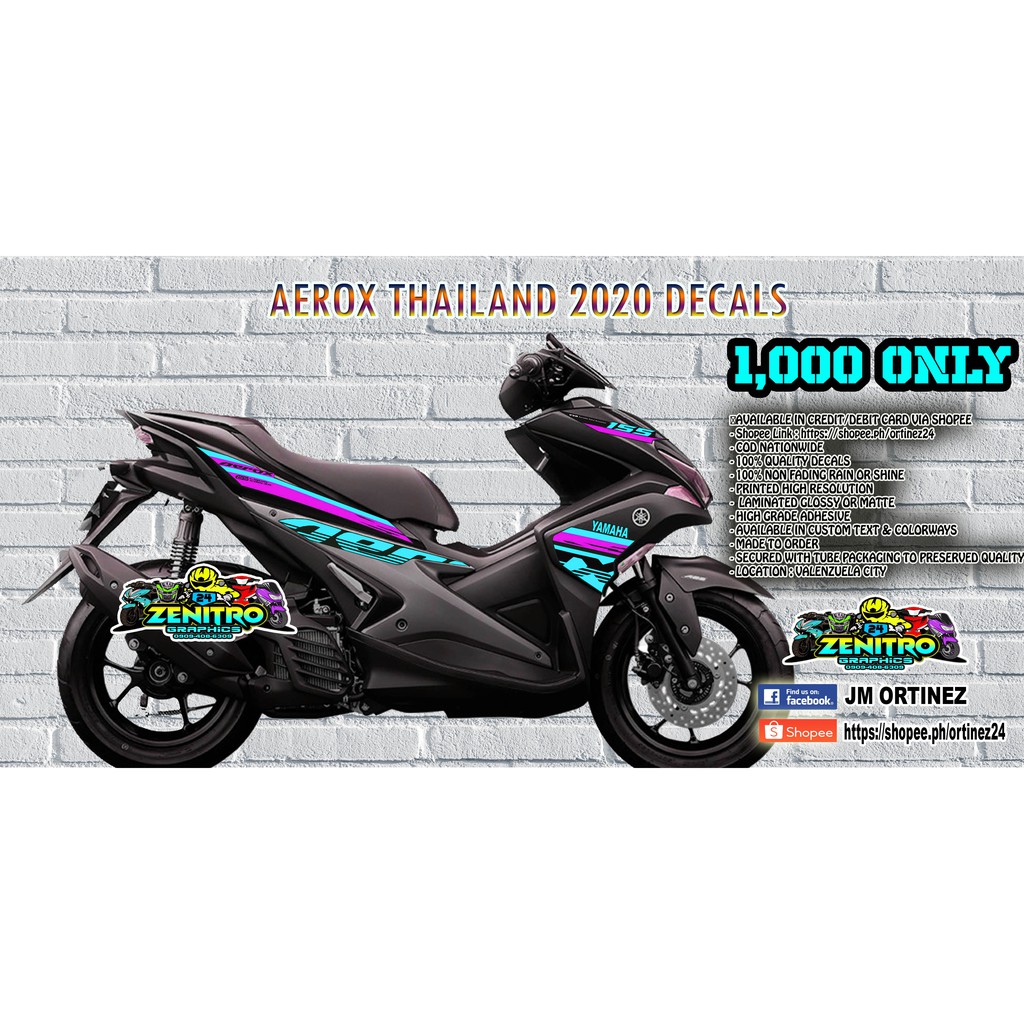 2020 AEROX THAILAND DUAL COLOR STICKER DECALS | Shopee Philippines