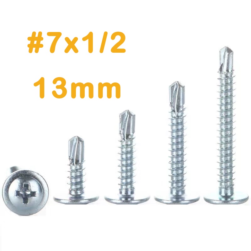 500PCS Pan Head Self Tapping Screw PanHead Screw Job Screw #7x1/2'' 5/8 ...