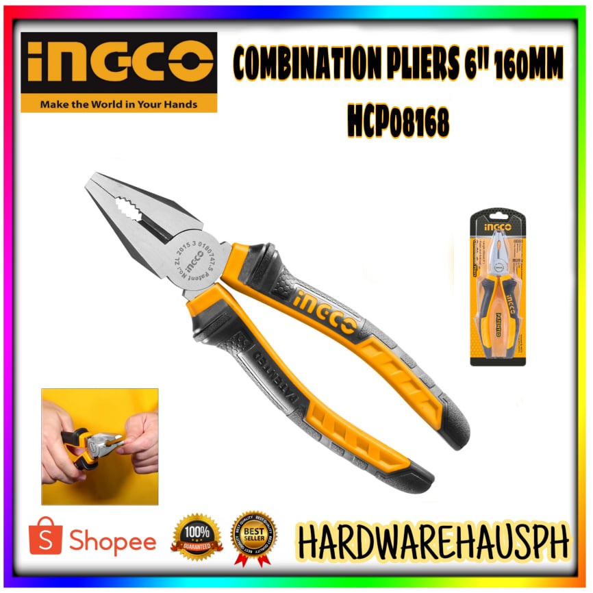 INGCO COMBINATION PLIERS 6" 160mm (HCP08168) | Shopee Philippines
