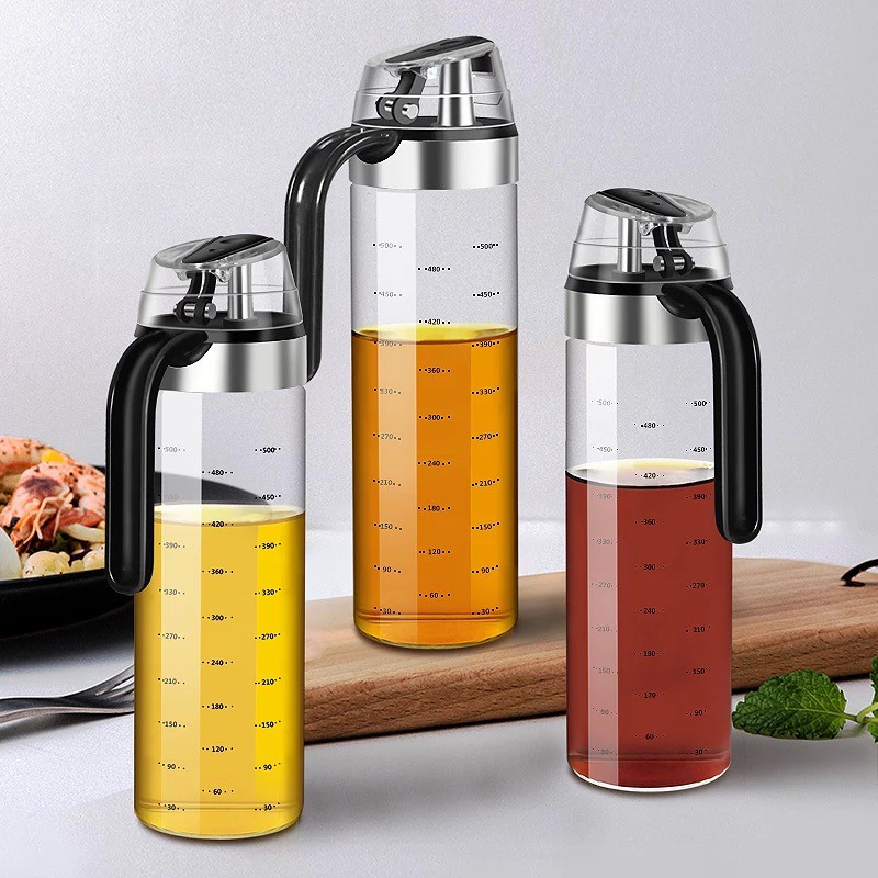 450/550mlAuto Flip Olive Oil Dispenser Bottle 600ml Leakproof Condiment Container With Automatic ...