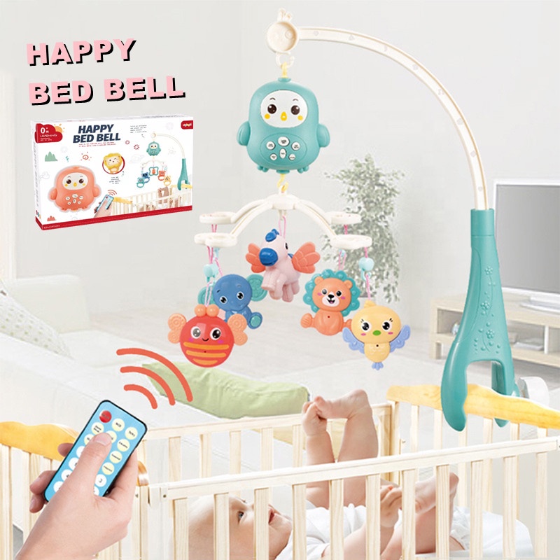 Crib Toys Hanging with Music Baby Bed Bell Remote Control Light ...