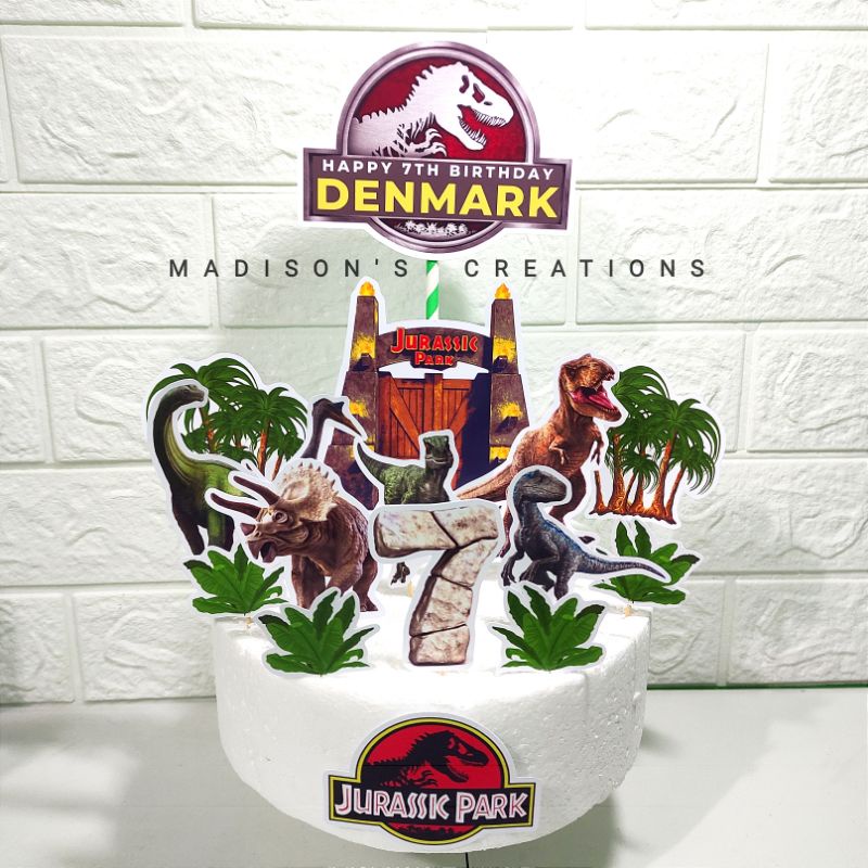 Jurassic Park Dinosaurs Theme Cake Topper Set / Cake Banner ...