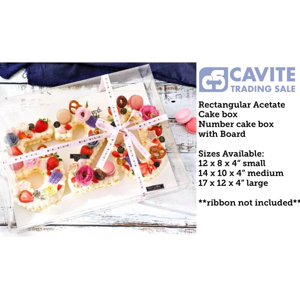 Rectangle Transparent Acetate Cake box with board/Number cake box (2pcs ...