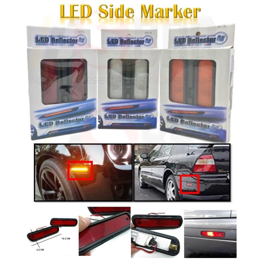 2PCS 12V Car Side marker Rear Bumper Reflector Lamp Light Led Warning ...