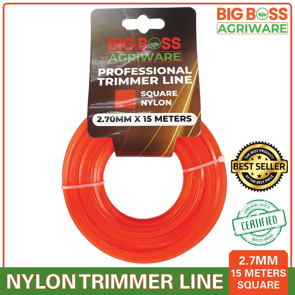 BBA Nylon String Trimmer Line 2.7mm x 15m Square Orange (Tansi) Grass ...