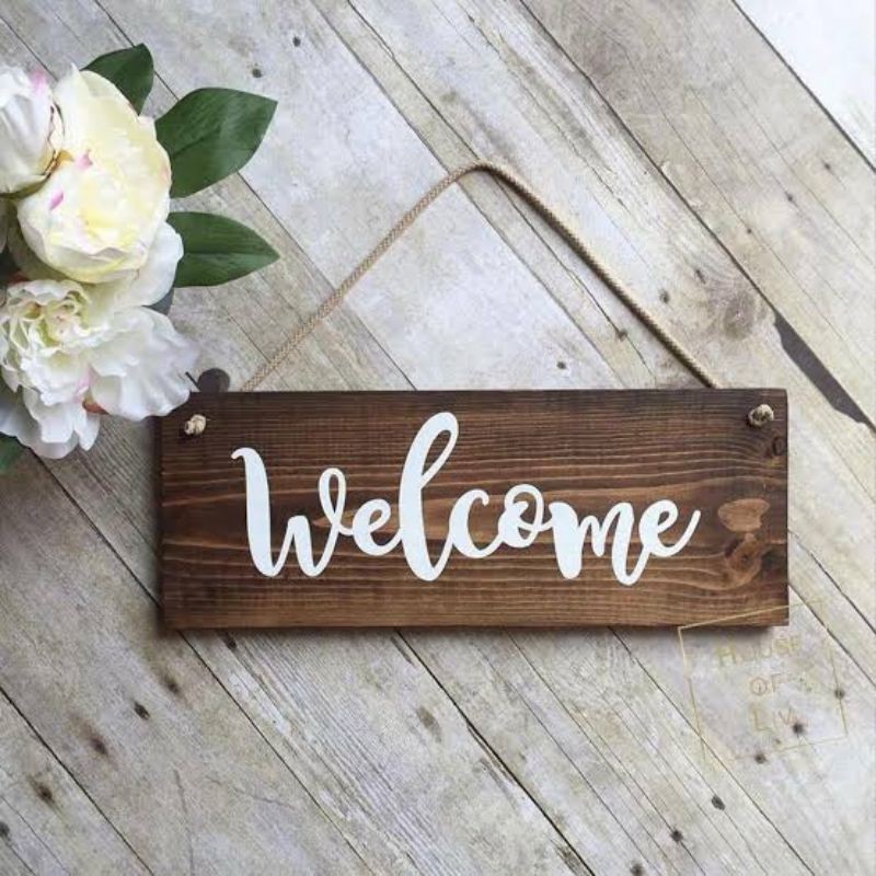 Welcome Sign | SOLID WOOD | Shopee Philippines