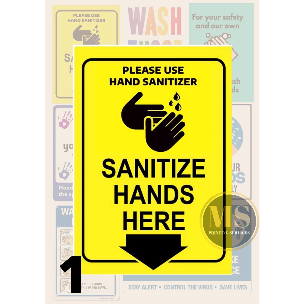 Sanitize Hands Wash Your Hands Signage (Laminated A4 Size) | Shopee ...