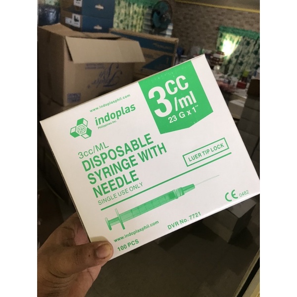 Indoplas Disposable Syringe 23G Luer Lock 3ml and 5ml 100 pieces per ...