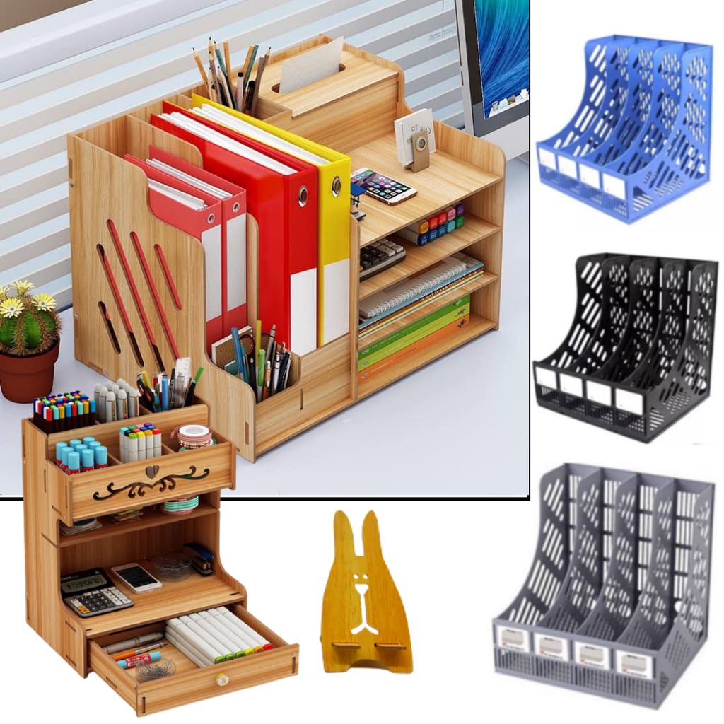 Book Office Paper Desk Storage Bookshelf Folder Box Organizer Multi 3/4 ...
