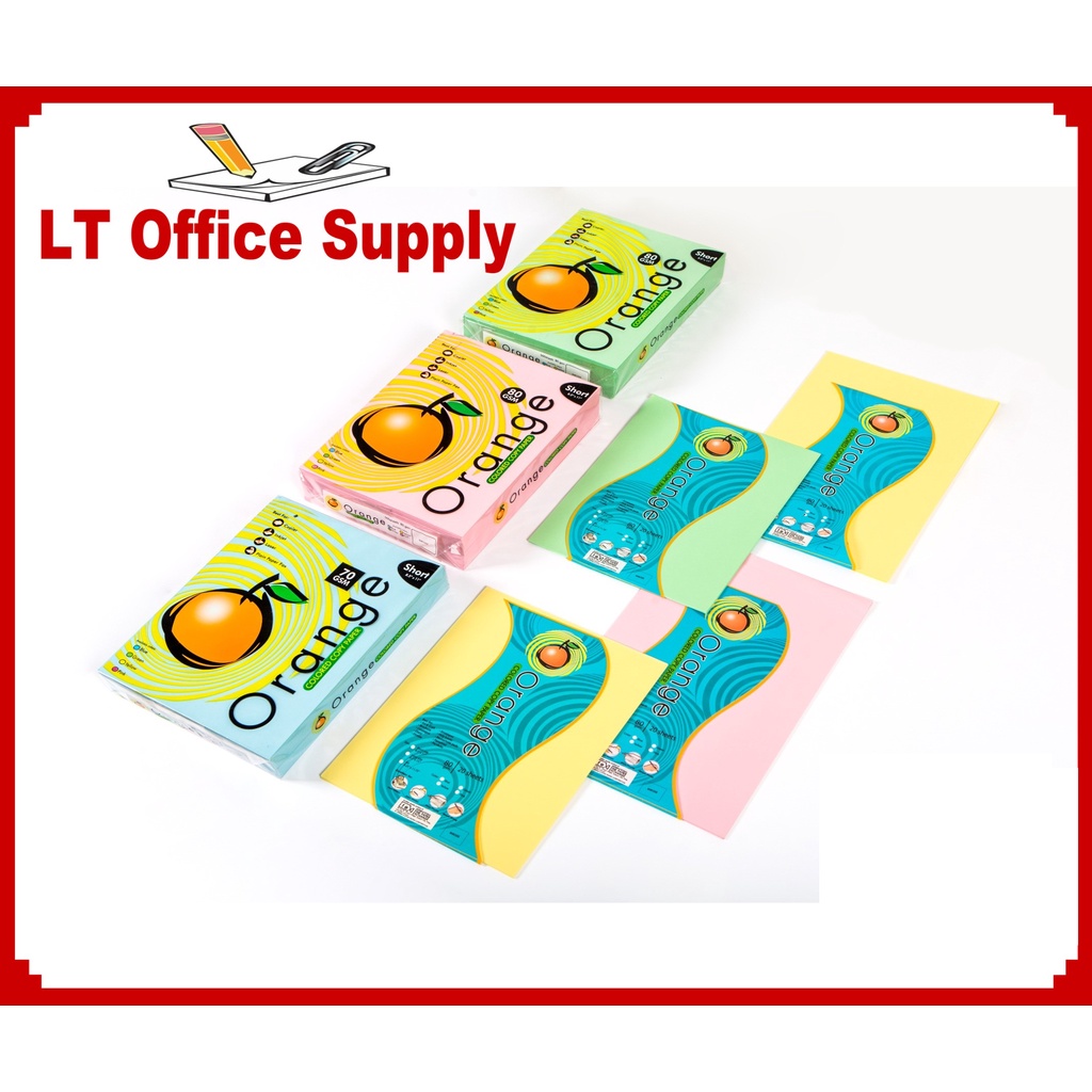 Orange Colored copy paper short size 8.5" x 11" 80gsm 20sheets per pack ...