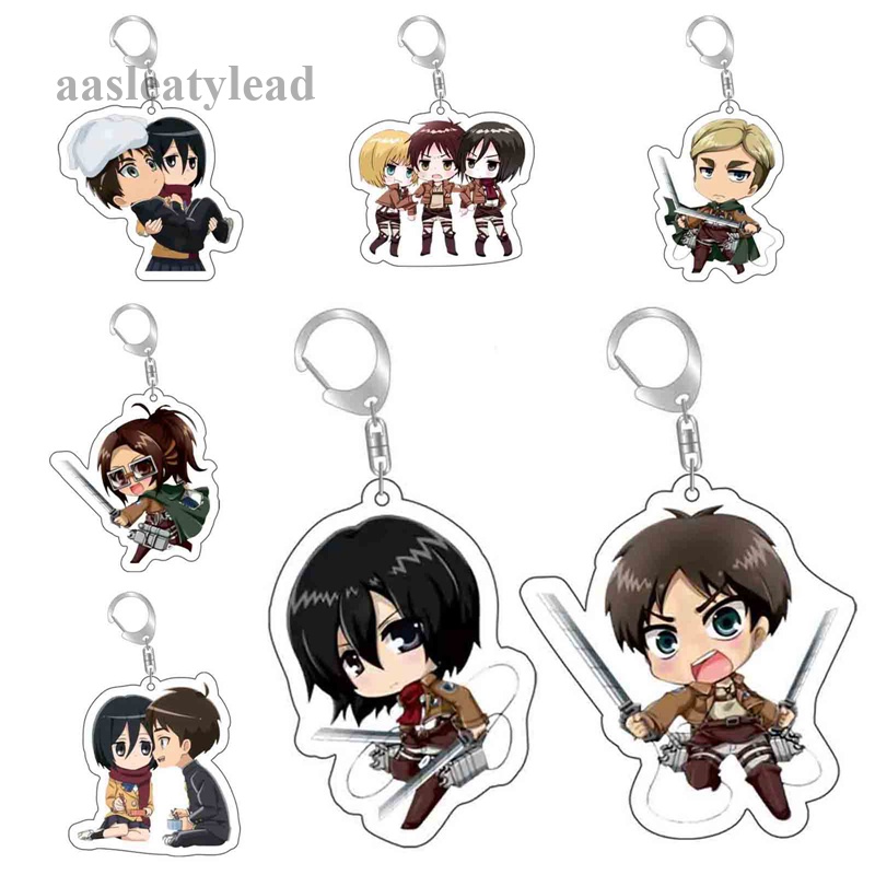 aasleaty Attack on Titan Keychain Anime Accessories Cartoon Double ...