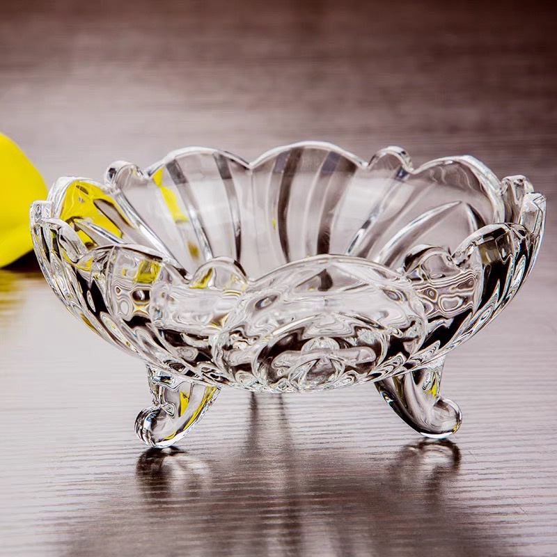 Glass Bowl Bowl 3 Legs Low Dessert 12cm Long 5.5cm High 2 Patterns ...