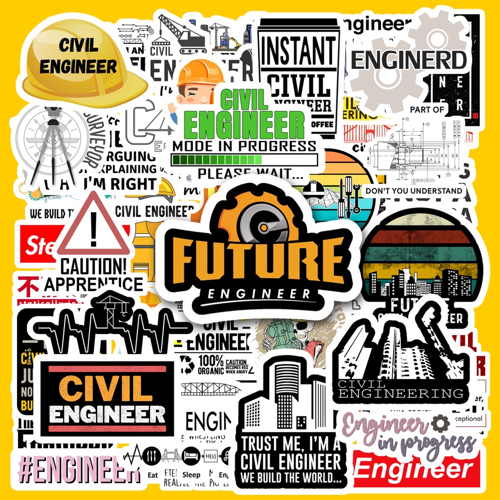 50 pcs. CIVIL ENGINEERING stickers | water proof | FUTURE CIVIL ...